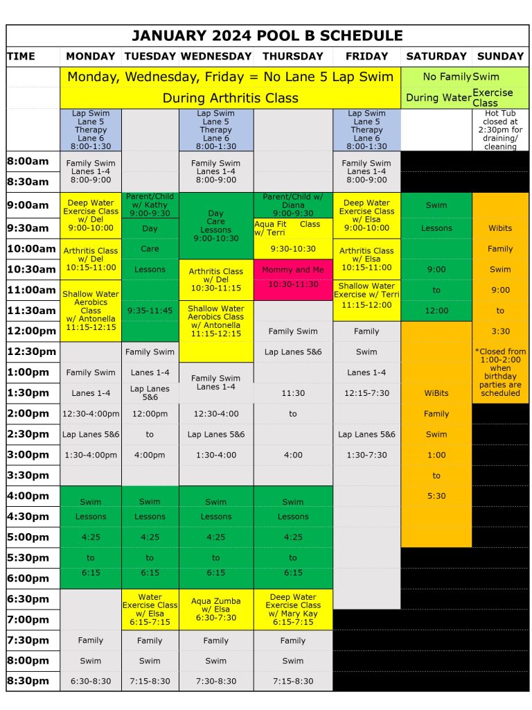 Pool Schedule – Greater Scranton YMCA