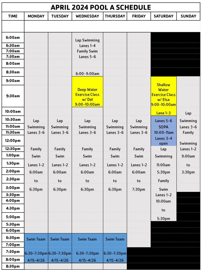 Pool Schedule – Greater Scranton YMCA